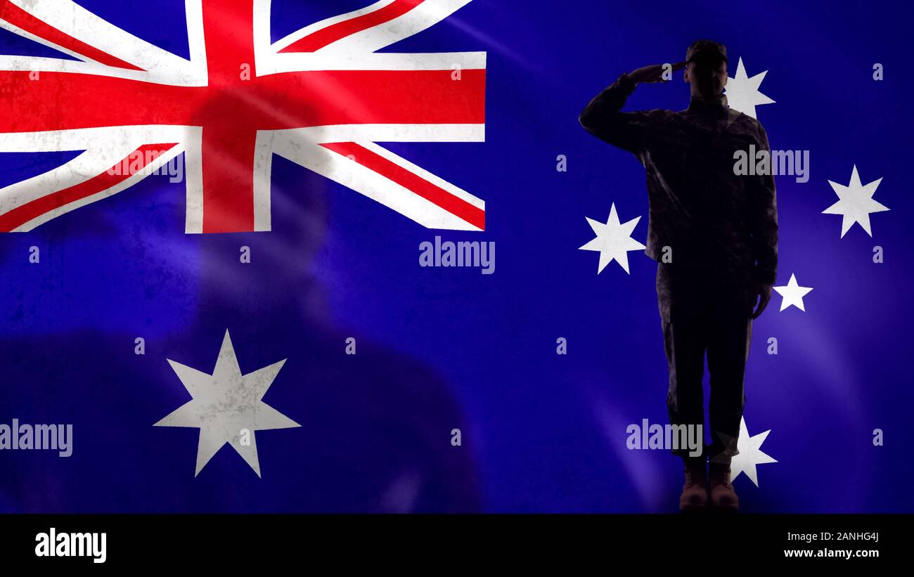 Australian soldier silhouette saluting hi-res stock photography and ...