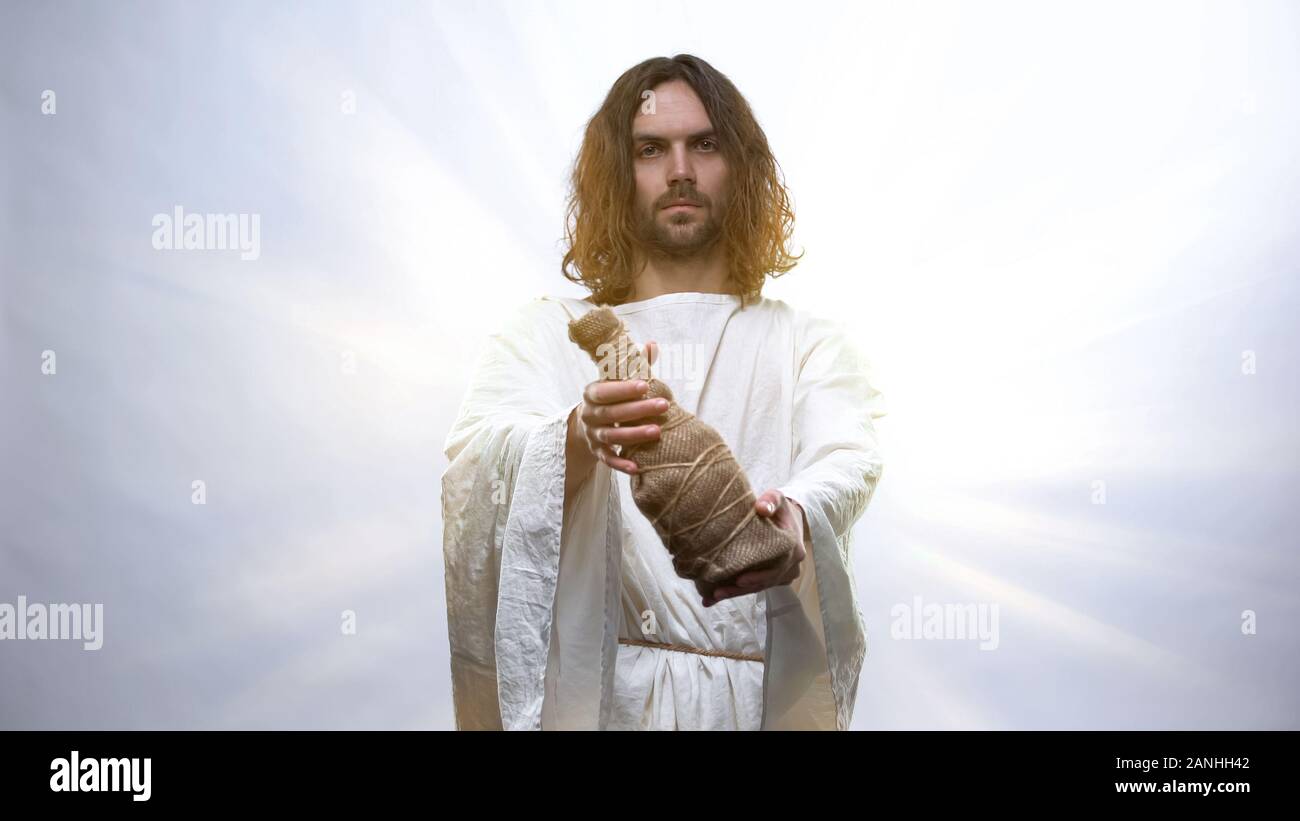 Jesus holding bottle of wine, Gospel story about miracle of wine ...