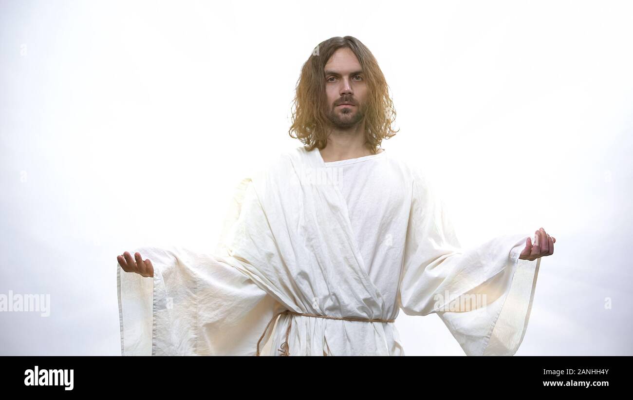 Holy Prophet raising hands on shiny background, blessing Christians ...