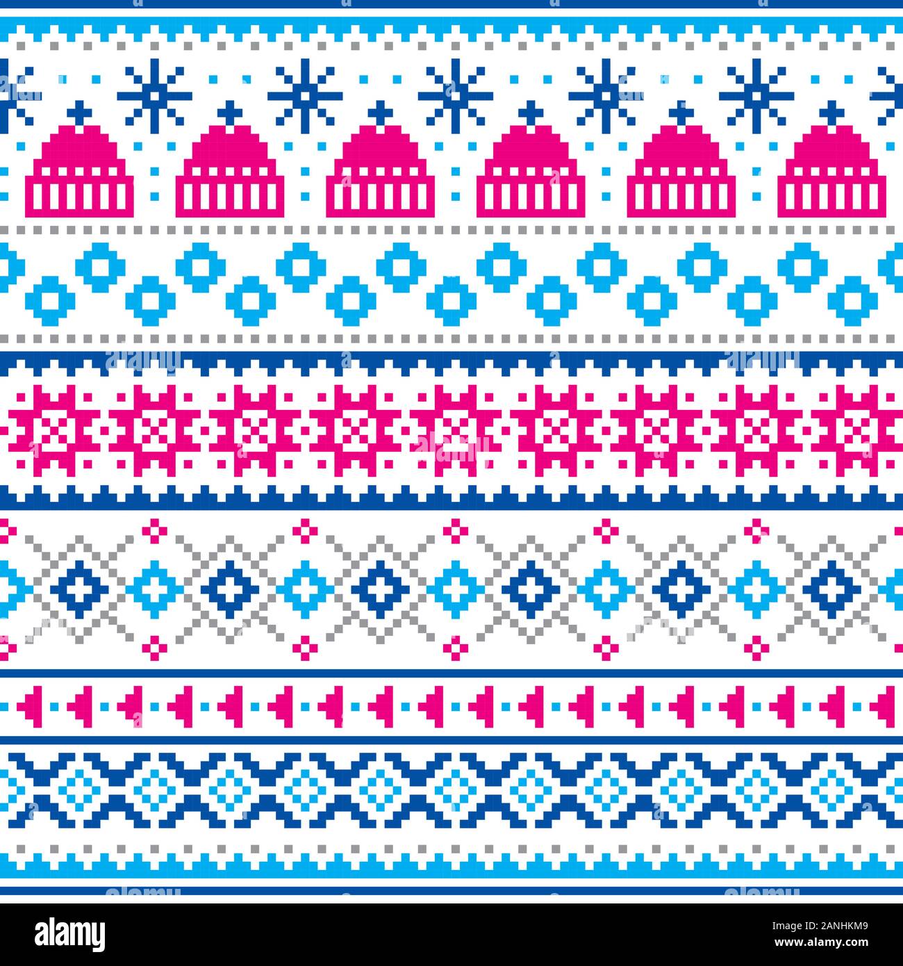 Winter, Christmas Fair Isle style traditional knitwear vector seamless ...