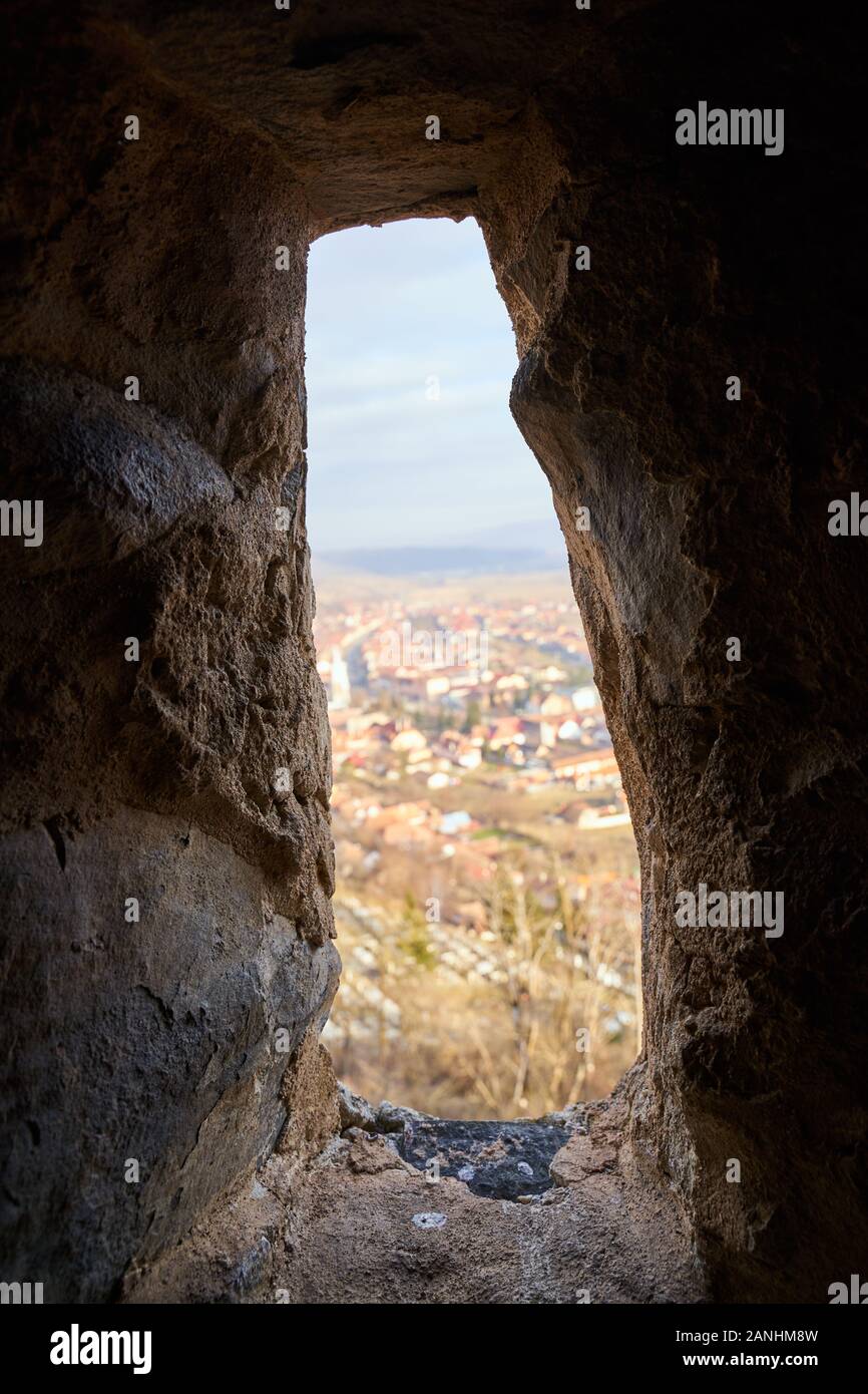 Small window in the wall of a medieval fortress Stock Photo - Alamy