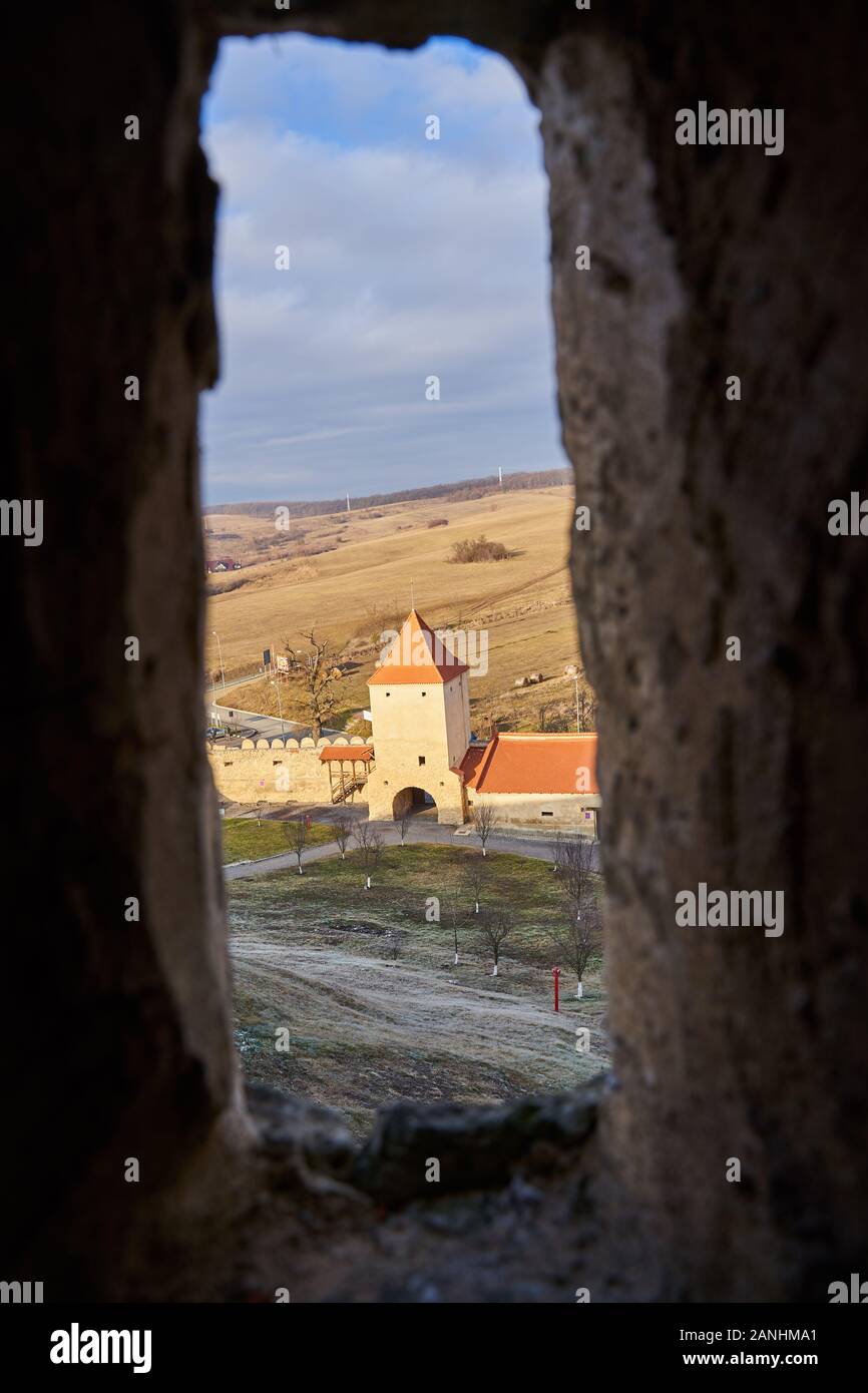 Small window in the wall of a medieval fortress Stock Photo - Alamy
