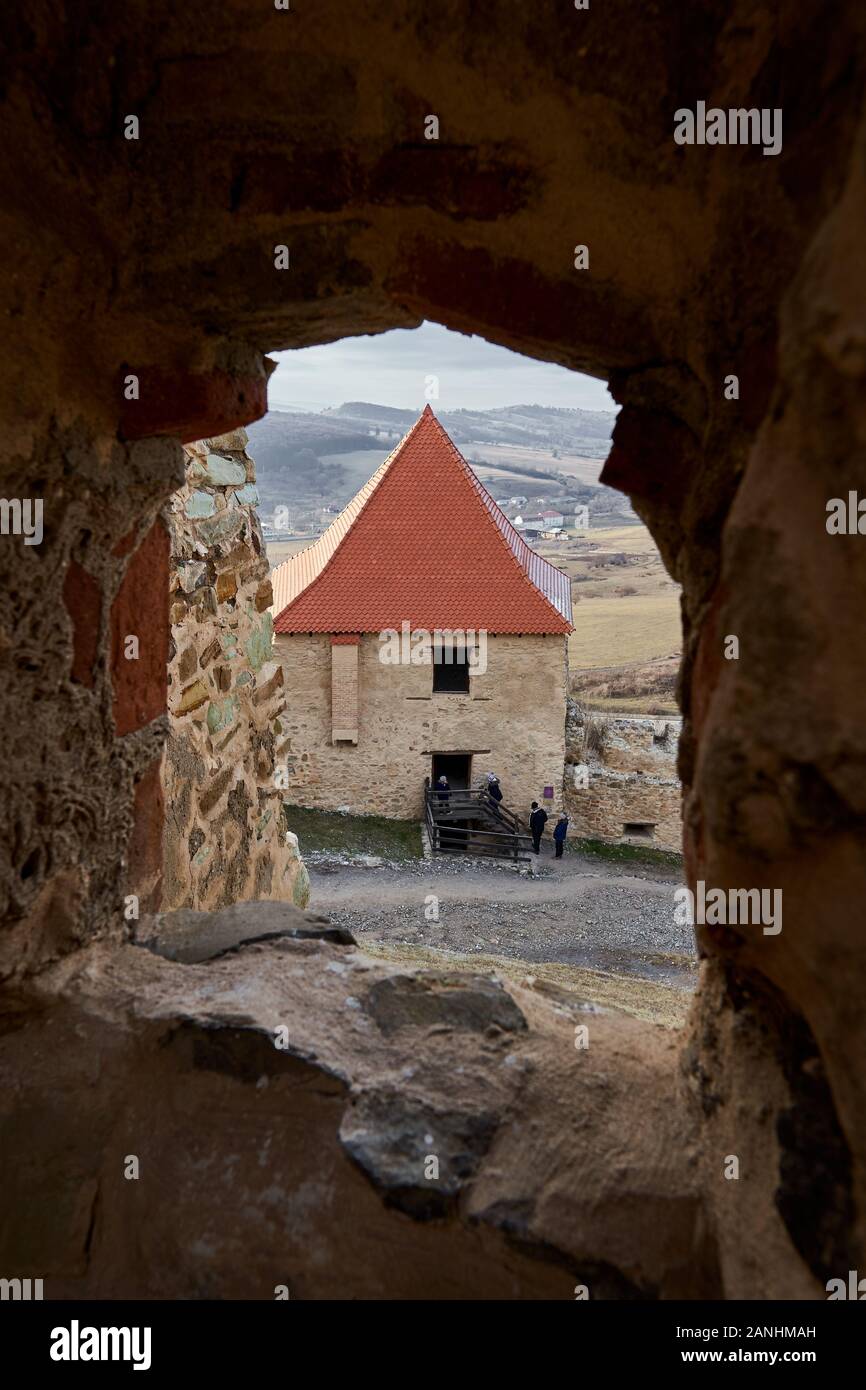 Medieval fortress ruins on the hilltop Stock Photo - Alamy