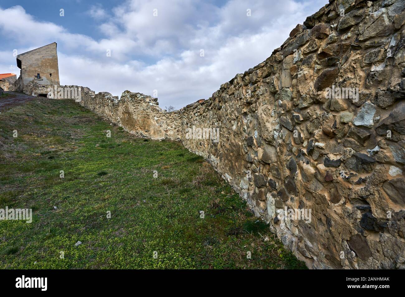 Medieval fortress ruins on the hilltop Stock Photo - Alamy