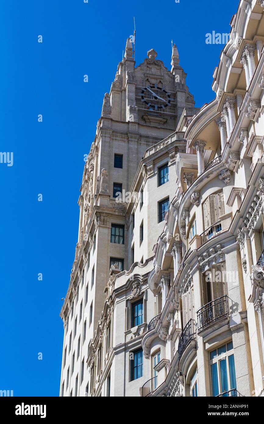 Elements of the architecture of Spain's capital city of Madrid Stock ...