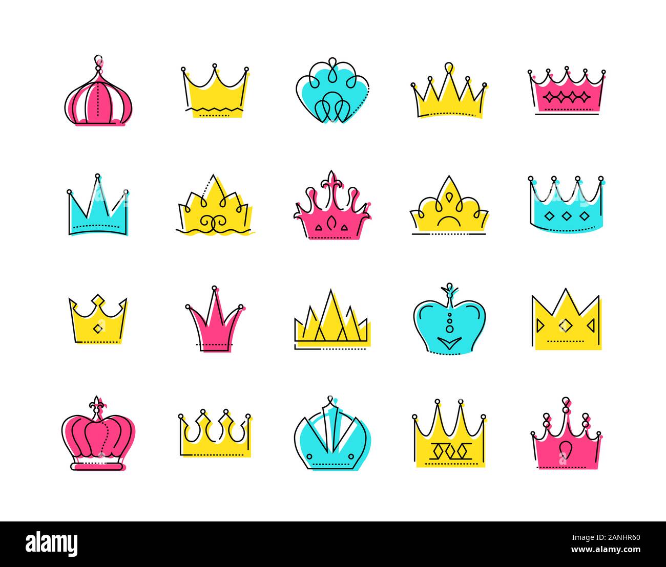 Crowns collection - set of colorful vector icons Stock Vector Image ...
