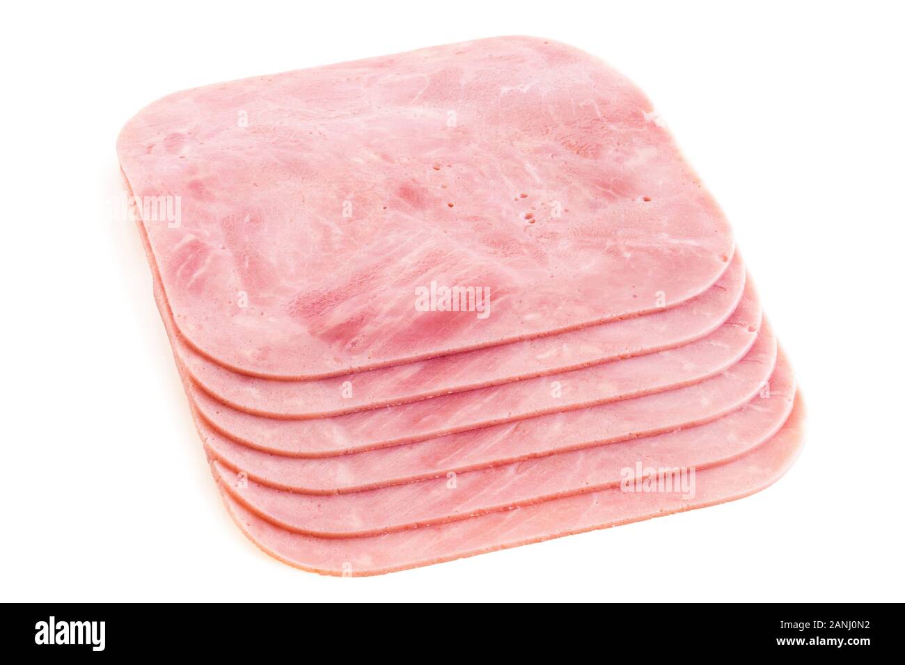 Flat slices of square sandwich ham isolated on white Stock Photo - Alamy