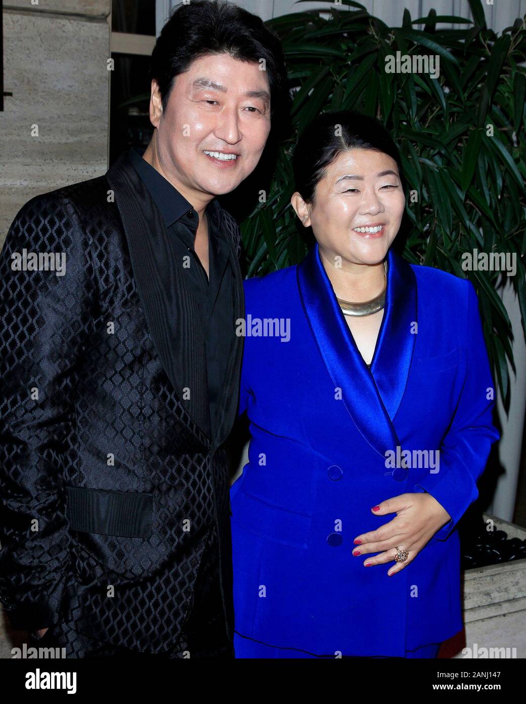 Century City, CA. 11th Jan, 2020. Kang-Ho Song, Lee Jung-eun at arrivals for 2020 Los Angeles ...