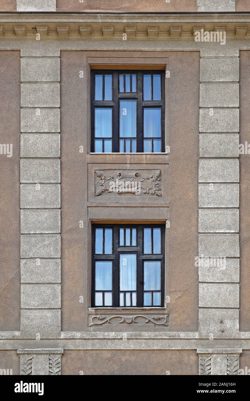 Building Exterior With Big Windows in Skopje Stock Photo - Alamy