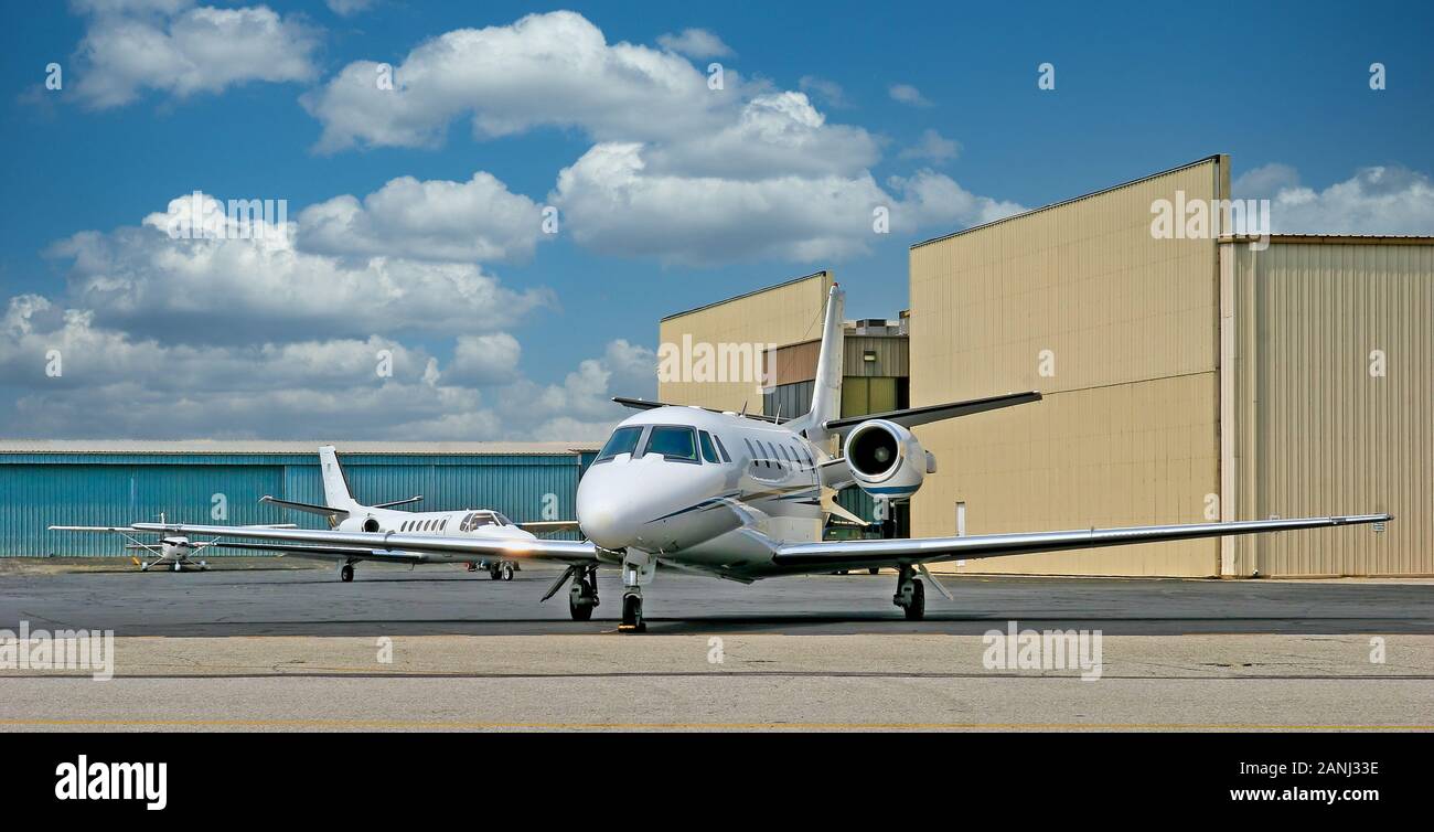 Two Private White Jets Stock Photo - Alamy