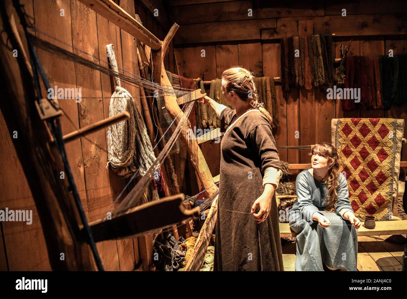 Norway. Norvegia. Lofoten Islands. Lofotr Viking Museum. Weaving Stock ...