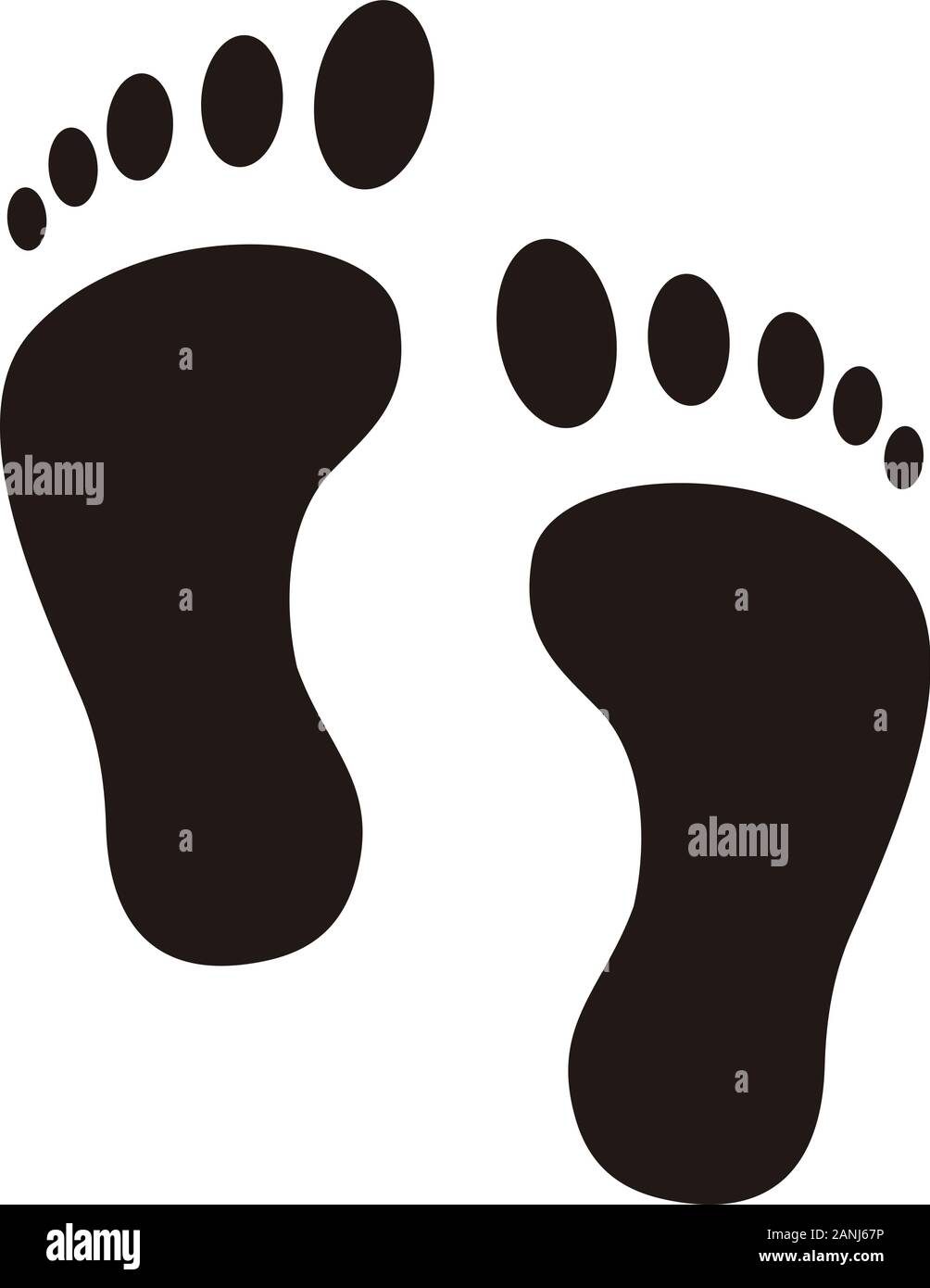 Foot print icon. Bare foot print Black on white feet icon vector ...