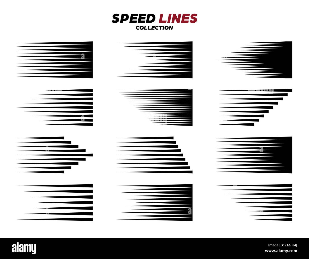 Black comic speed motion line. Vector collection Stock Vector Image ...