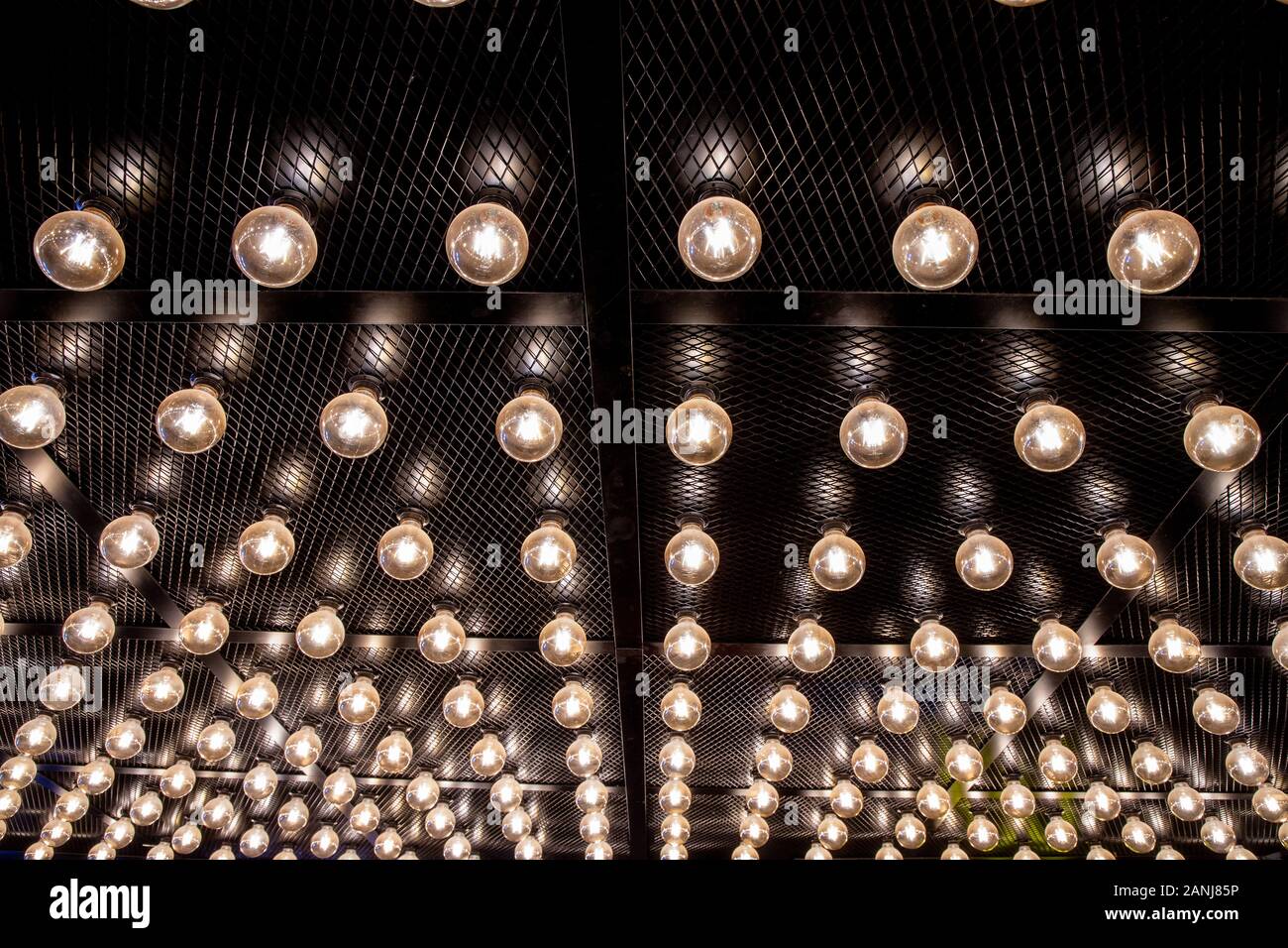 Round lights on the ceiling of the room Stock Photo - Alamy