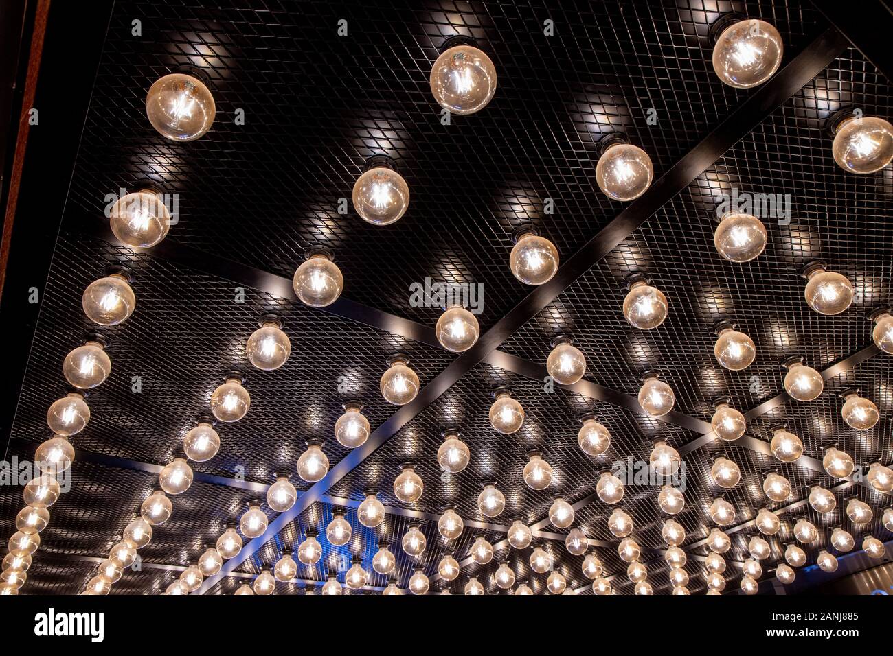 Round lights on the ceiling of the room Stock Photo - Alamy