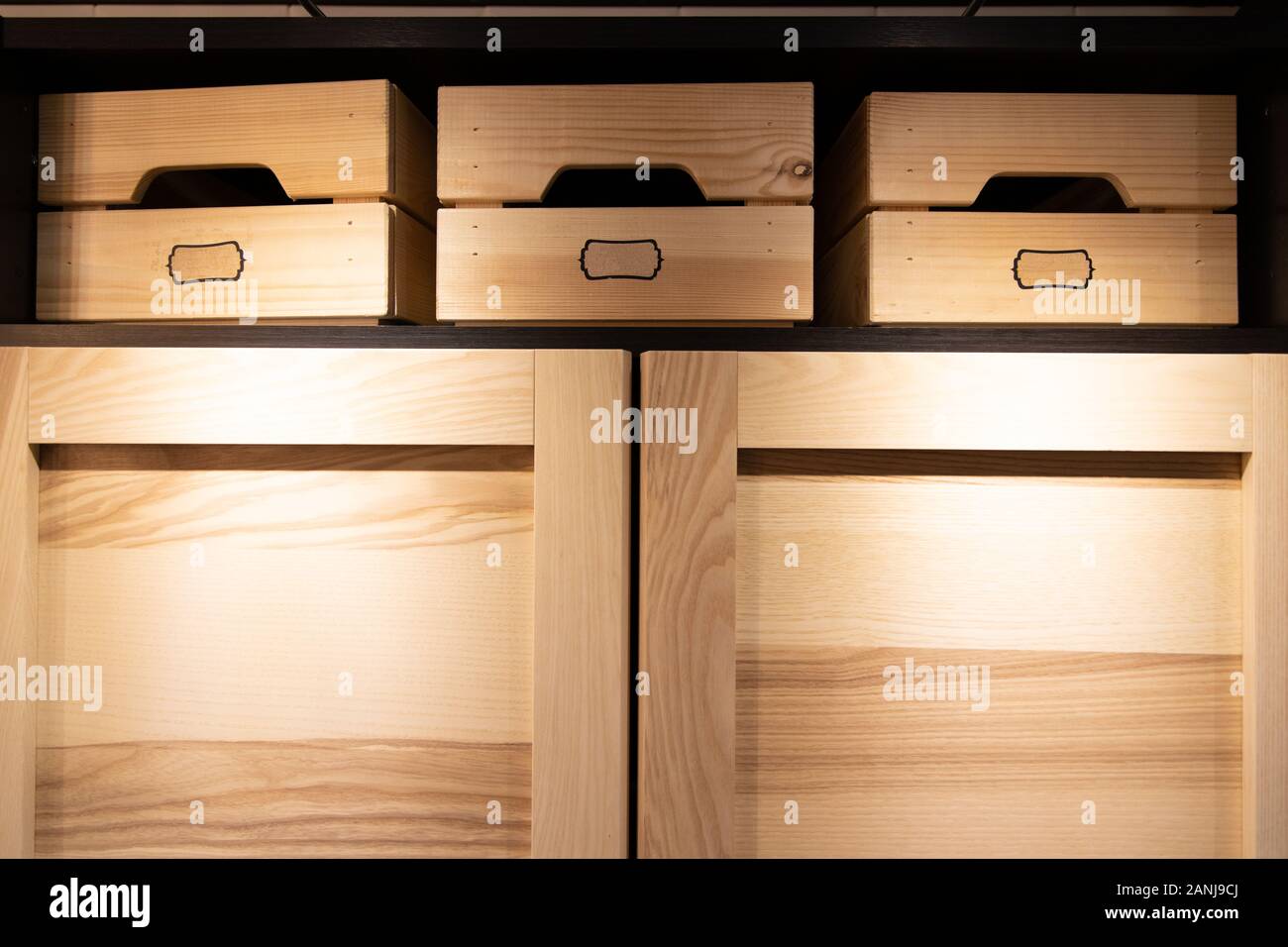 wooden boxes for storing things in the house Stock Photo - Alamy