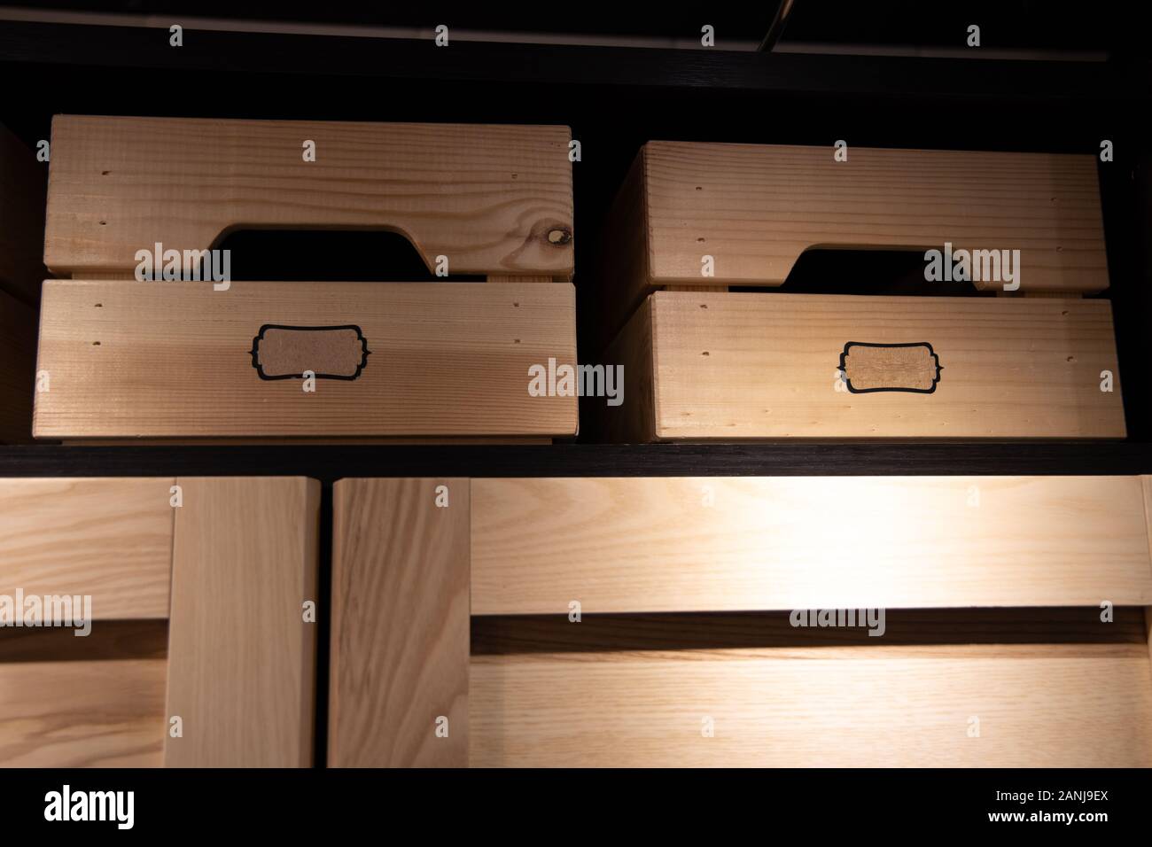 wooden boxes for storing things in the house Stock Photo - Alamy
