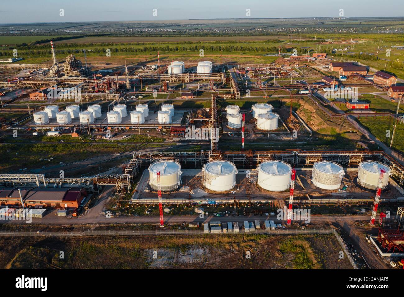 Oil refinery aerial Stock Photo - Alamy