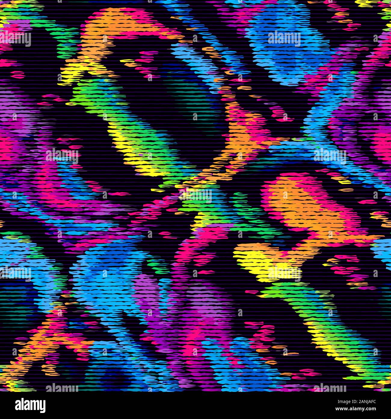 Vivid vibrant blob shapes glitch seamless pattern Stock Vector Image ...