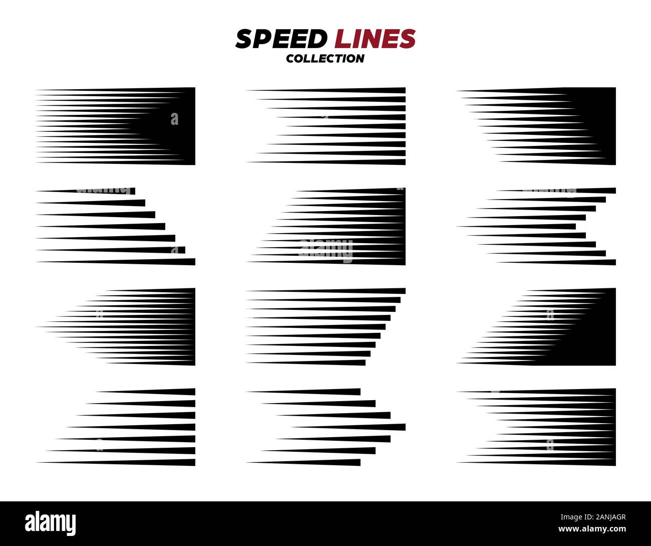 Black comic speed motion line. Vector collection Stock Vector Image ...