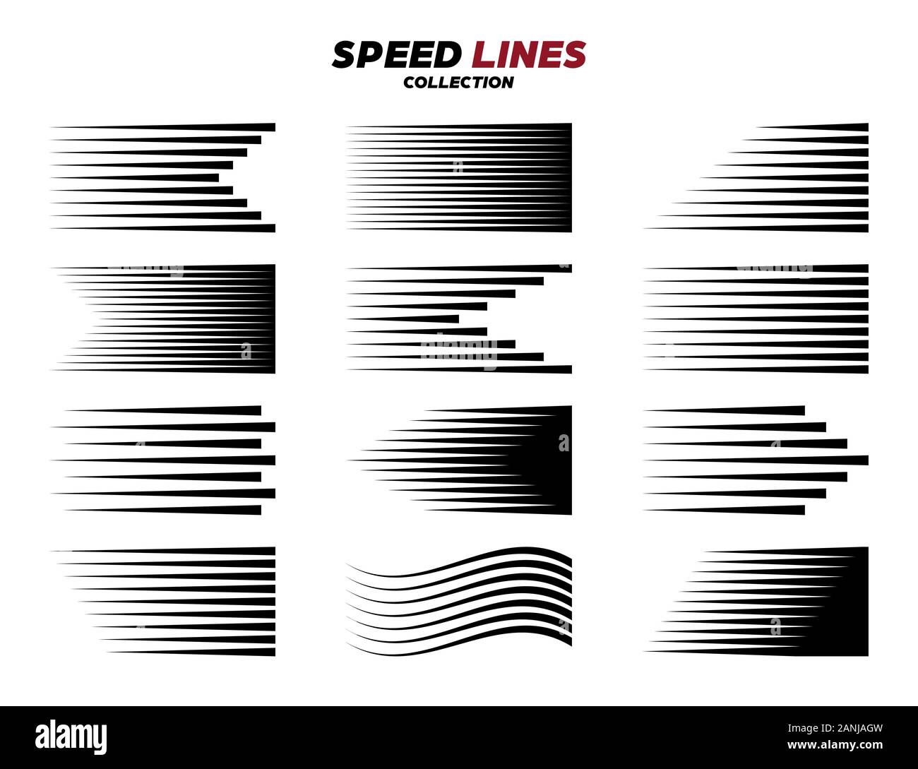 Black comic speed motion line. Vector collection Stock Vector Image ...