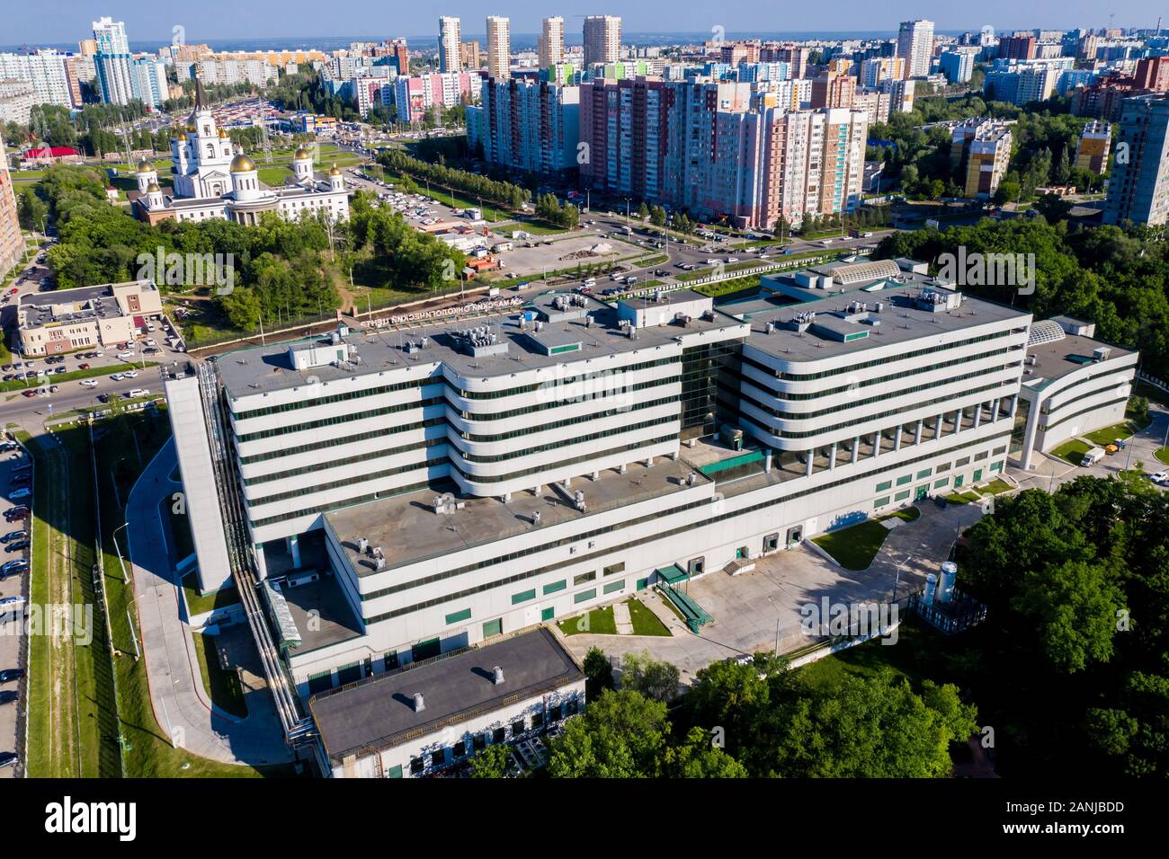 Aerial view hospital Stock Photo - Alamy