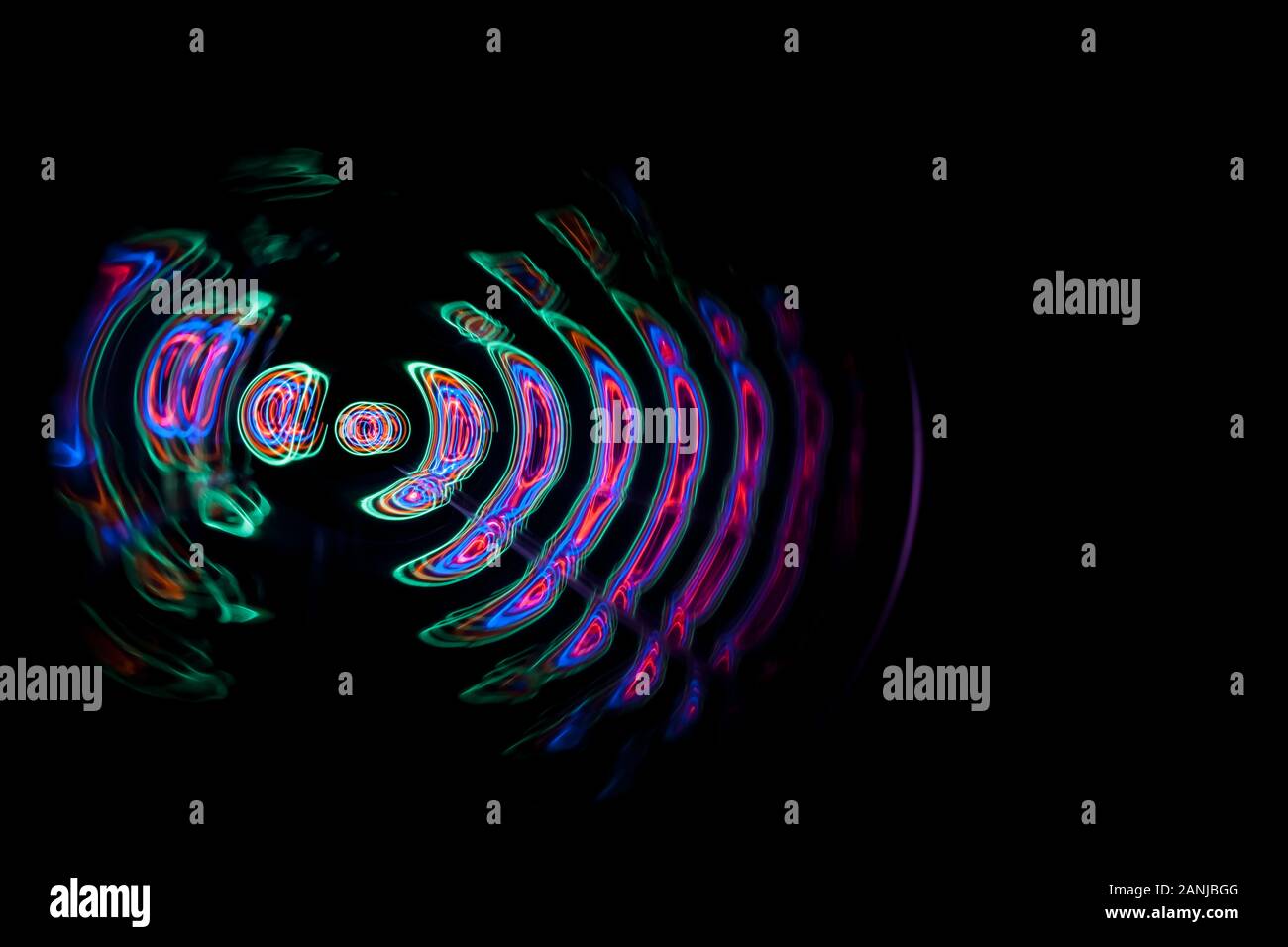 Sound waves in the visible full color in the dark Stock Photo - Alamy