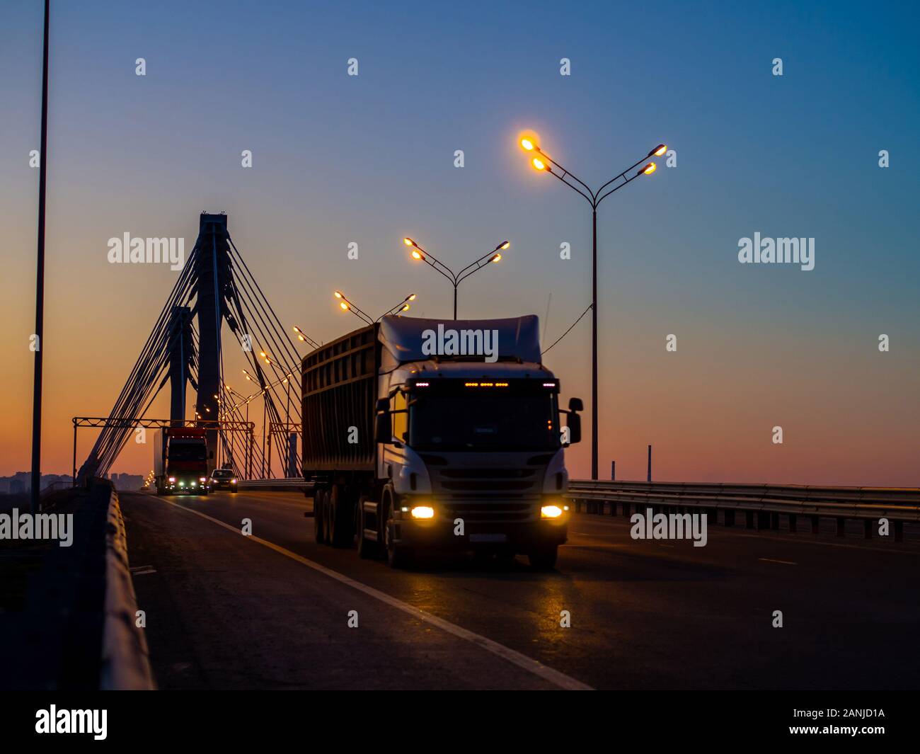 Truck on highway Stock Photo - Alamy