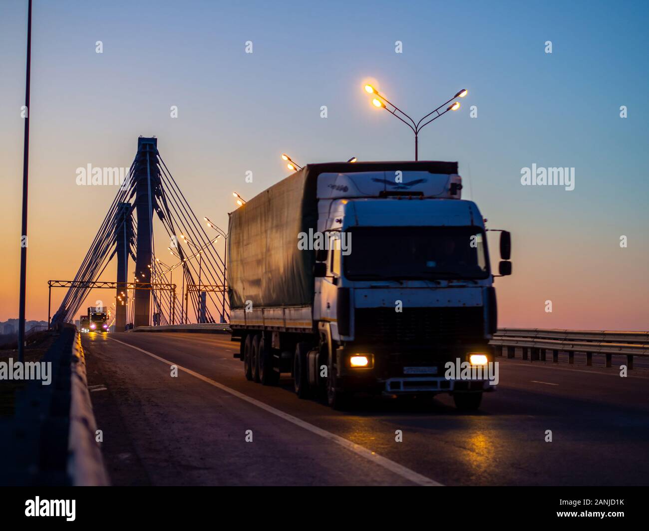 Truck on highway Stock Photo - Alamy