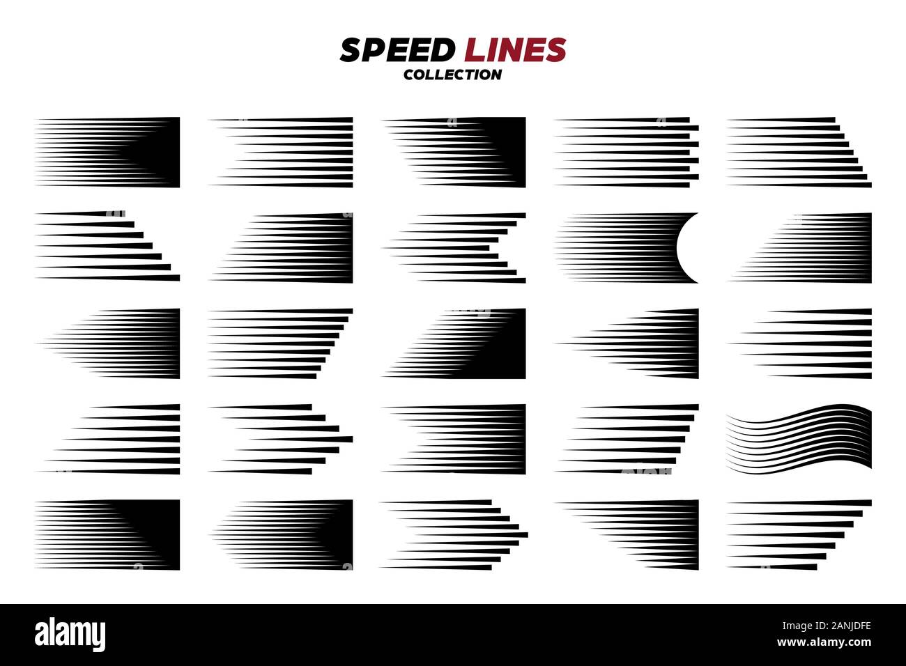 Black comic speed motion line. Vector collection Stock Vector Image ...