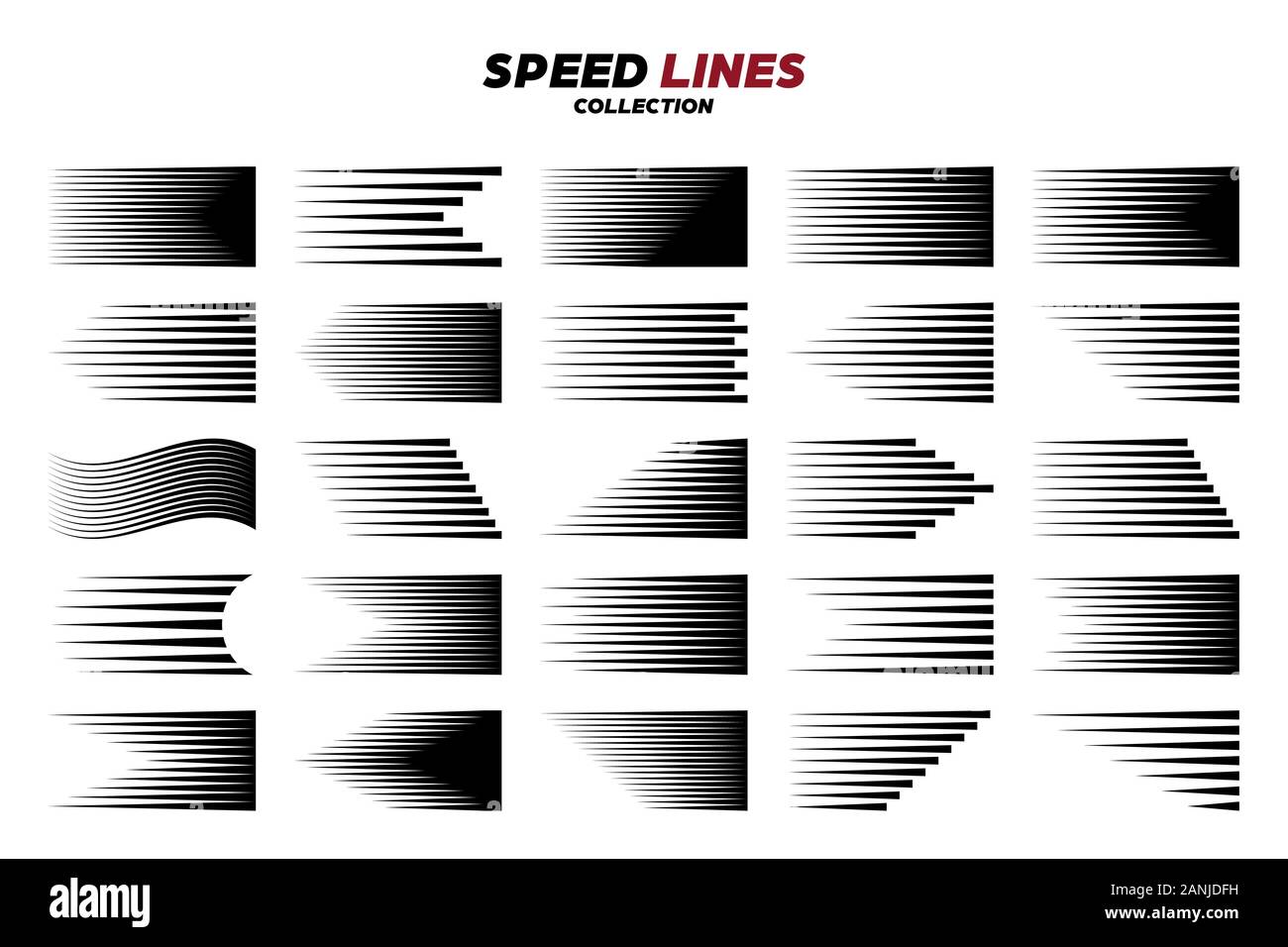 Black comic speed motion line. Vector collection Stock Vector Image ...