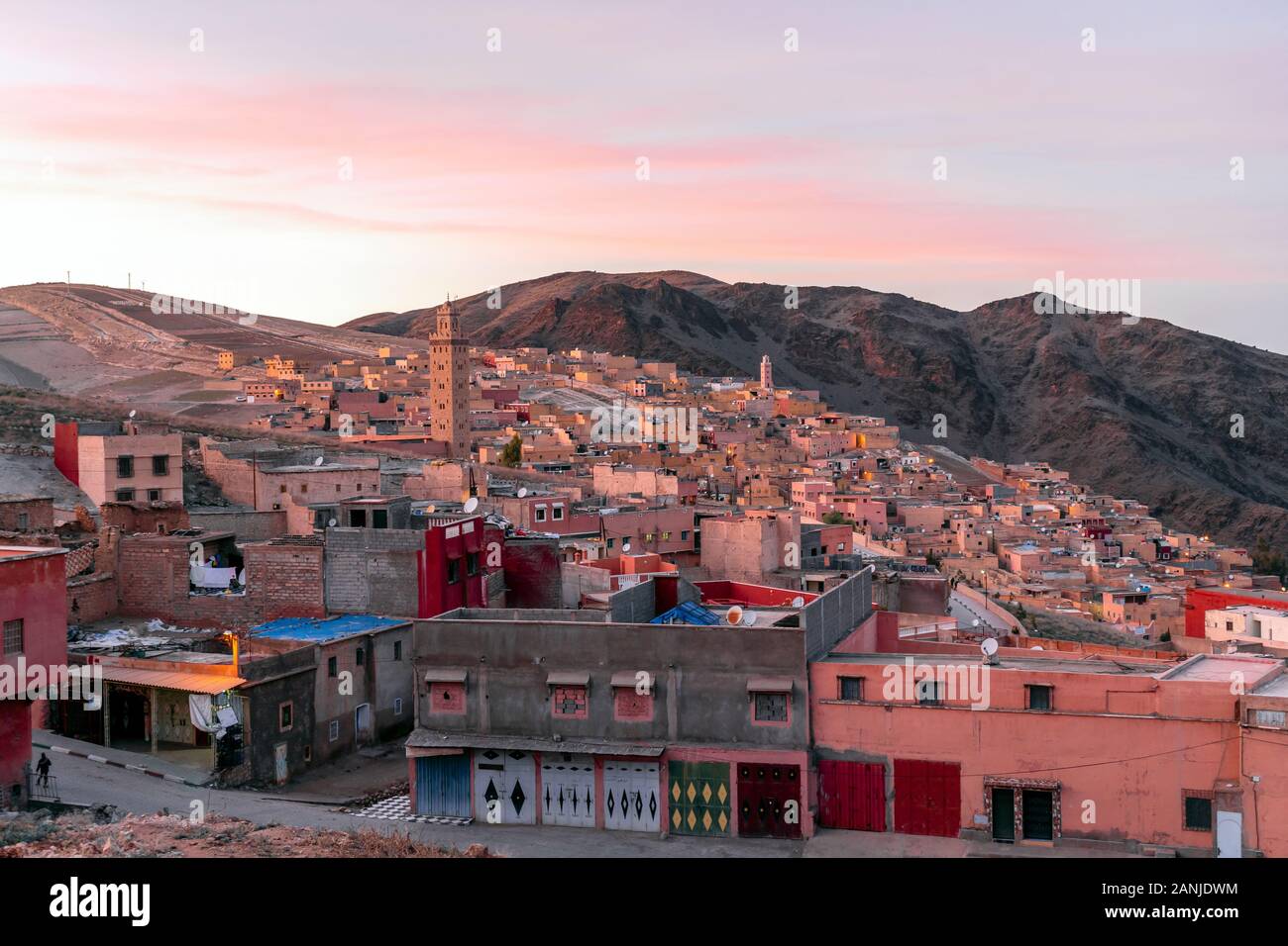 Berber town called Moulay Brahim at sunset, Morocco Stock Photo - Alamy