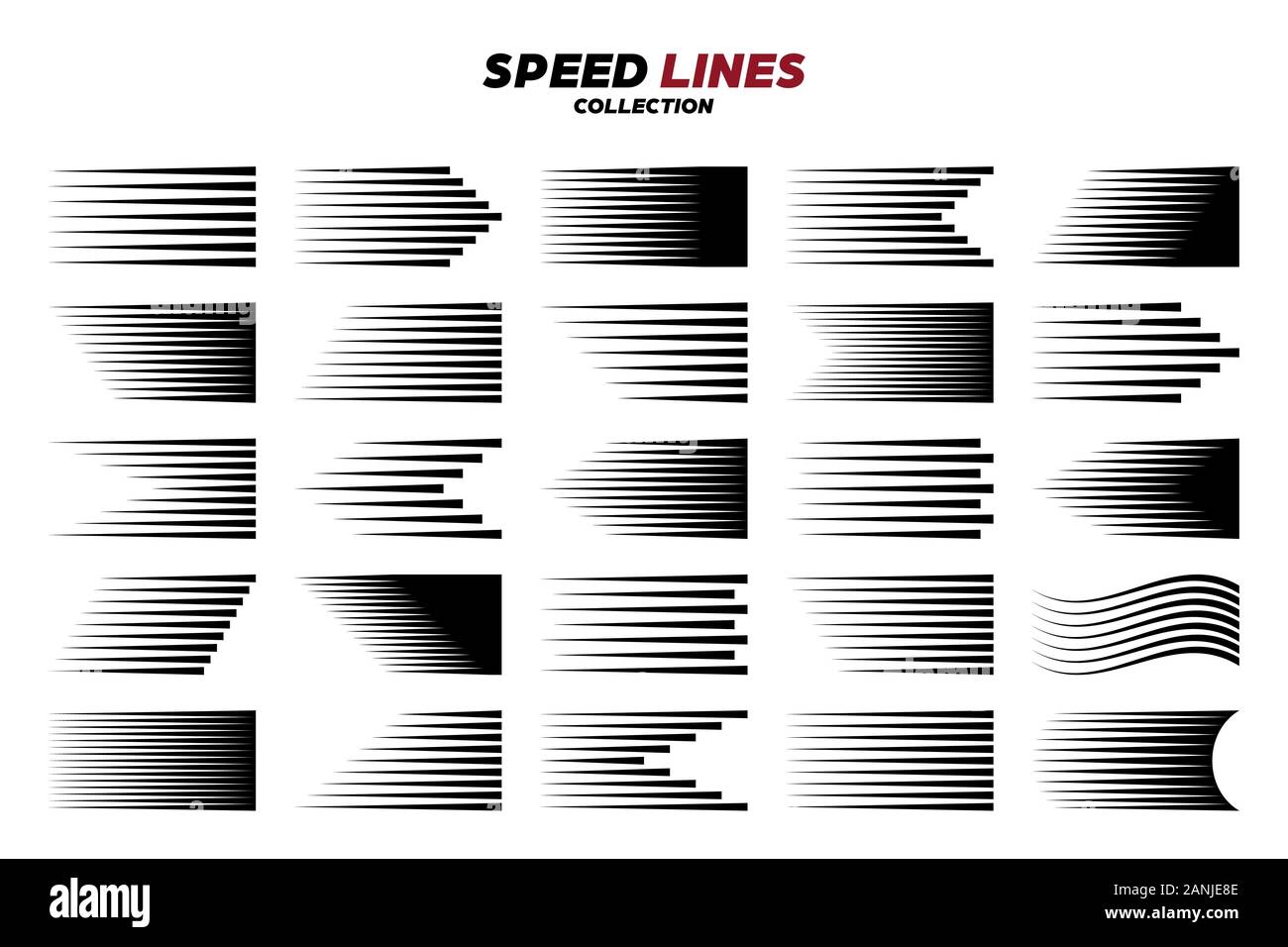 Black comic speed motion line. Vector collection Stock Vector Image ...