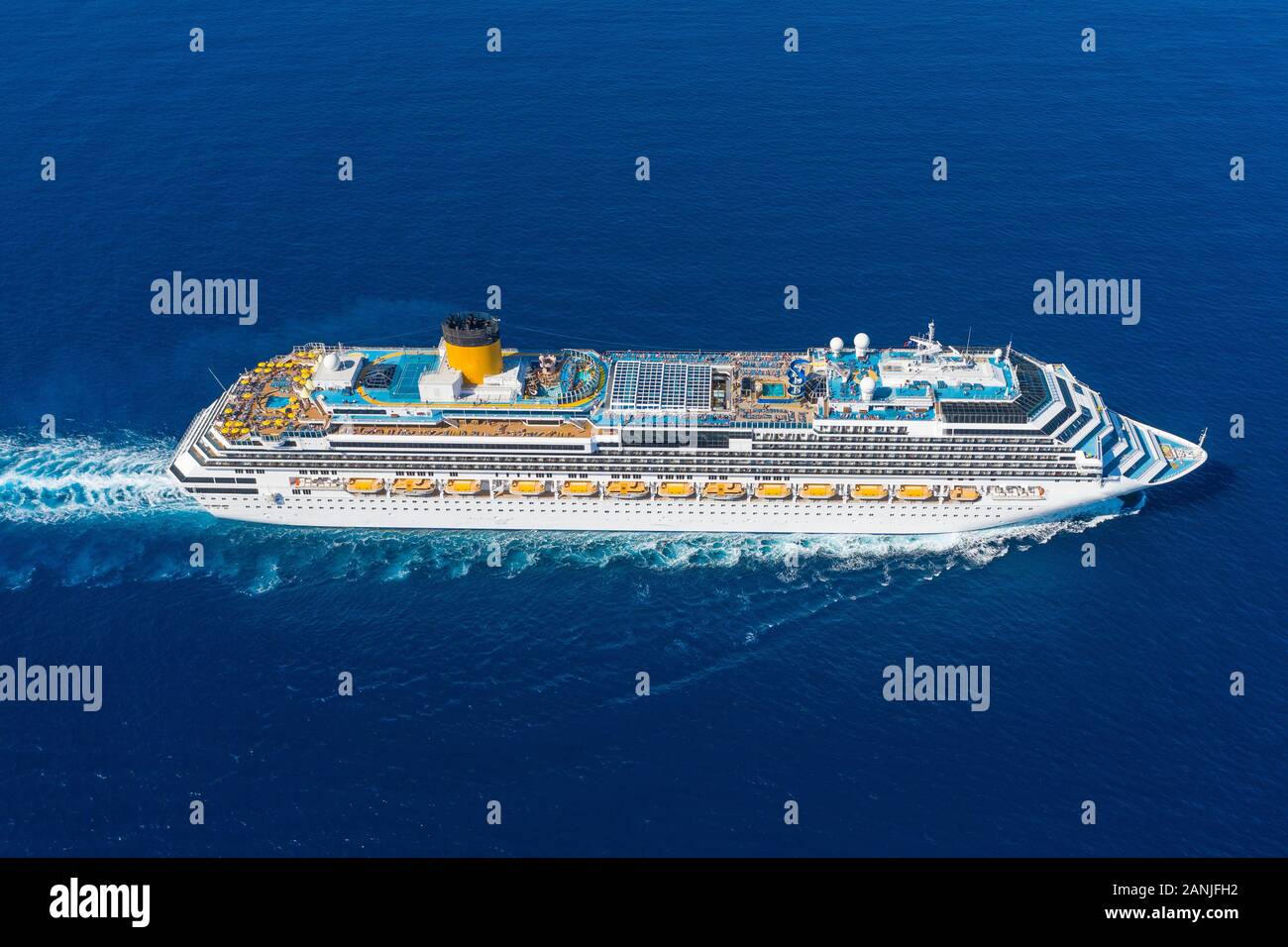 Top side view of a beautiful cruise liner in the sea Stock Photo - Alamy