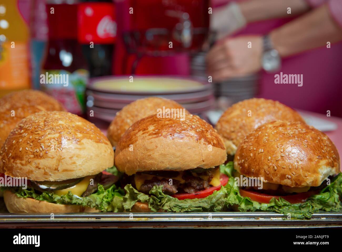 Mini or Small Burger Canape in Luxury Restaurant for Brunch Time ...