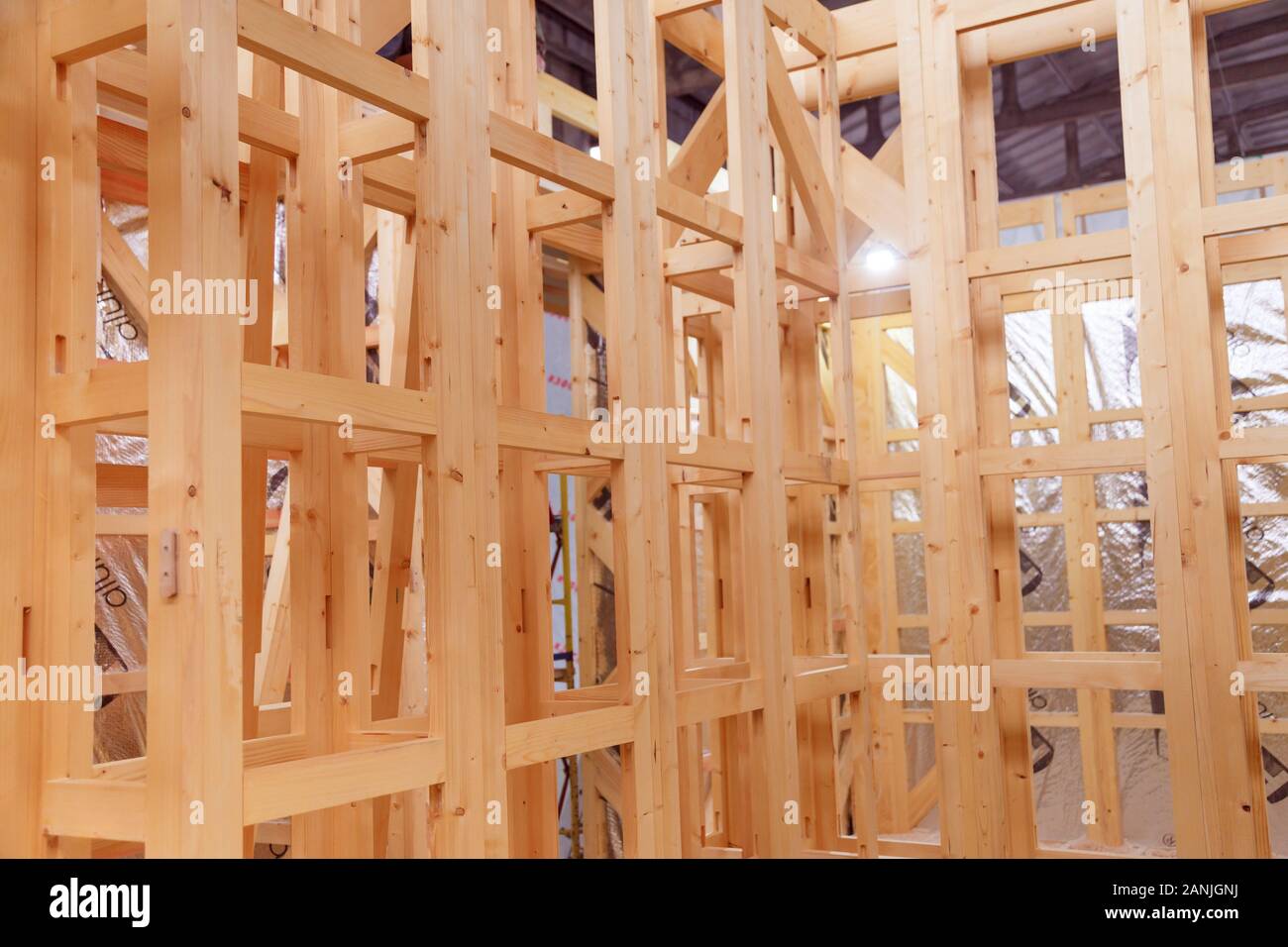 New construction framing house. Close up mounting unit Stock Photo - Alamy
