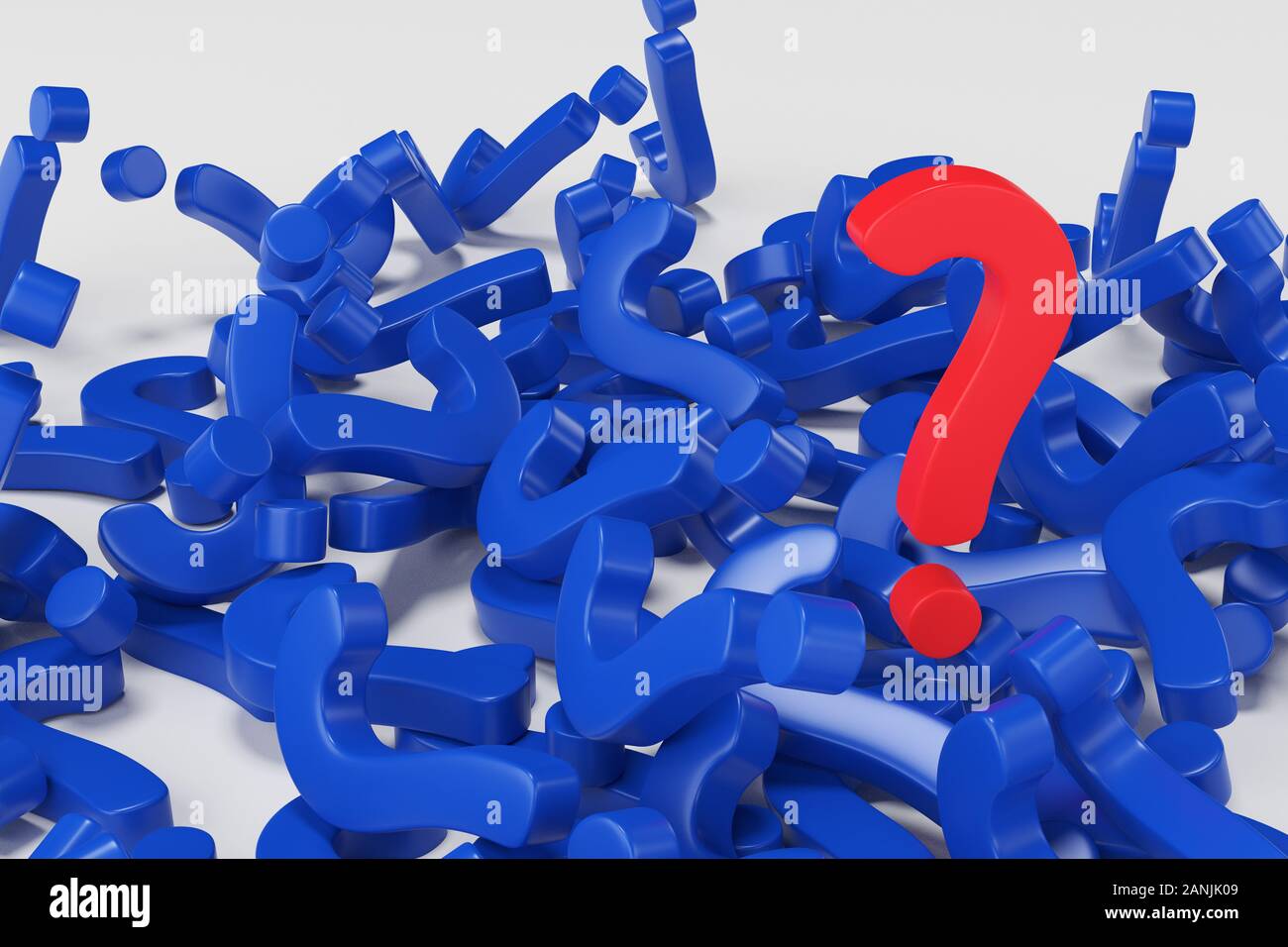 Red question mark on a mountain of question marks. FAQ concept. 3d rendering Stock Photo - Alamy