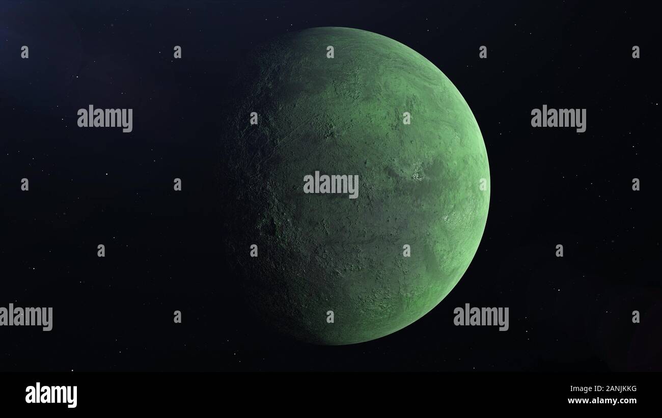 Realistic Green Alien Planet in the outer space, 3d rendering Stock ...