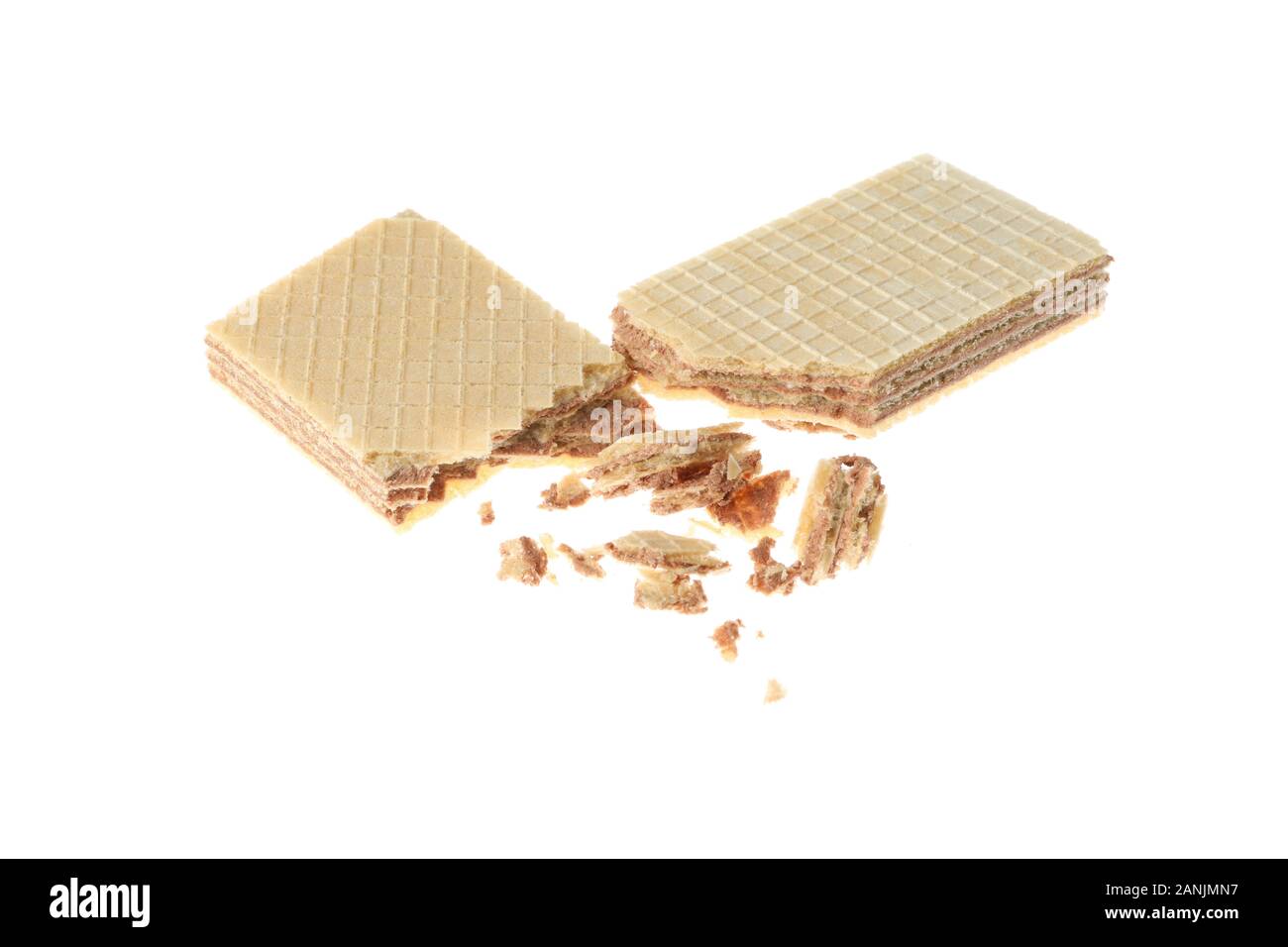 Sweet broken wafer isolated on white background Stock Photo - Alamy