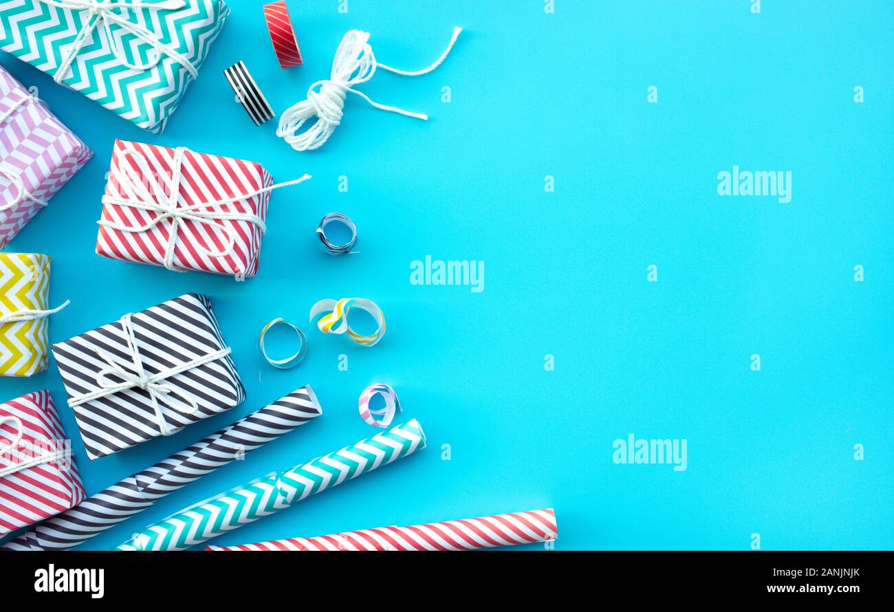 Celebration anniversary and party concepts ideas with colorful gift box ...