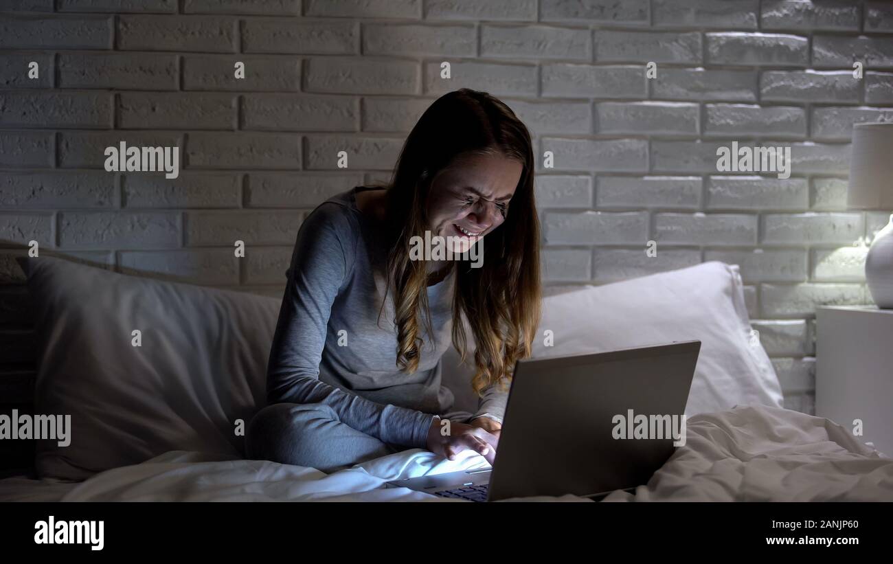 Girl Crying At Computer