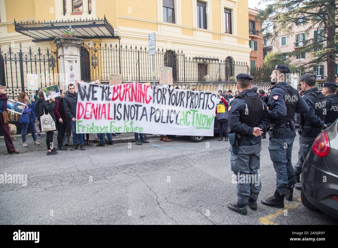 Roma, Italy. 17th Jan, 2020. Sit-in organized by the Italian activists ...