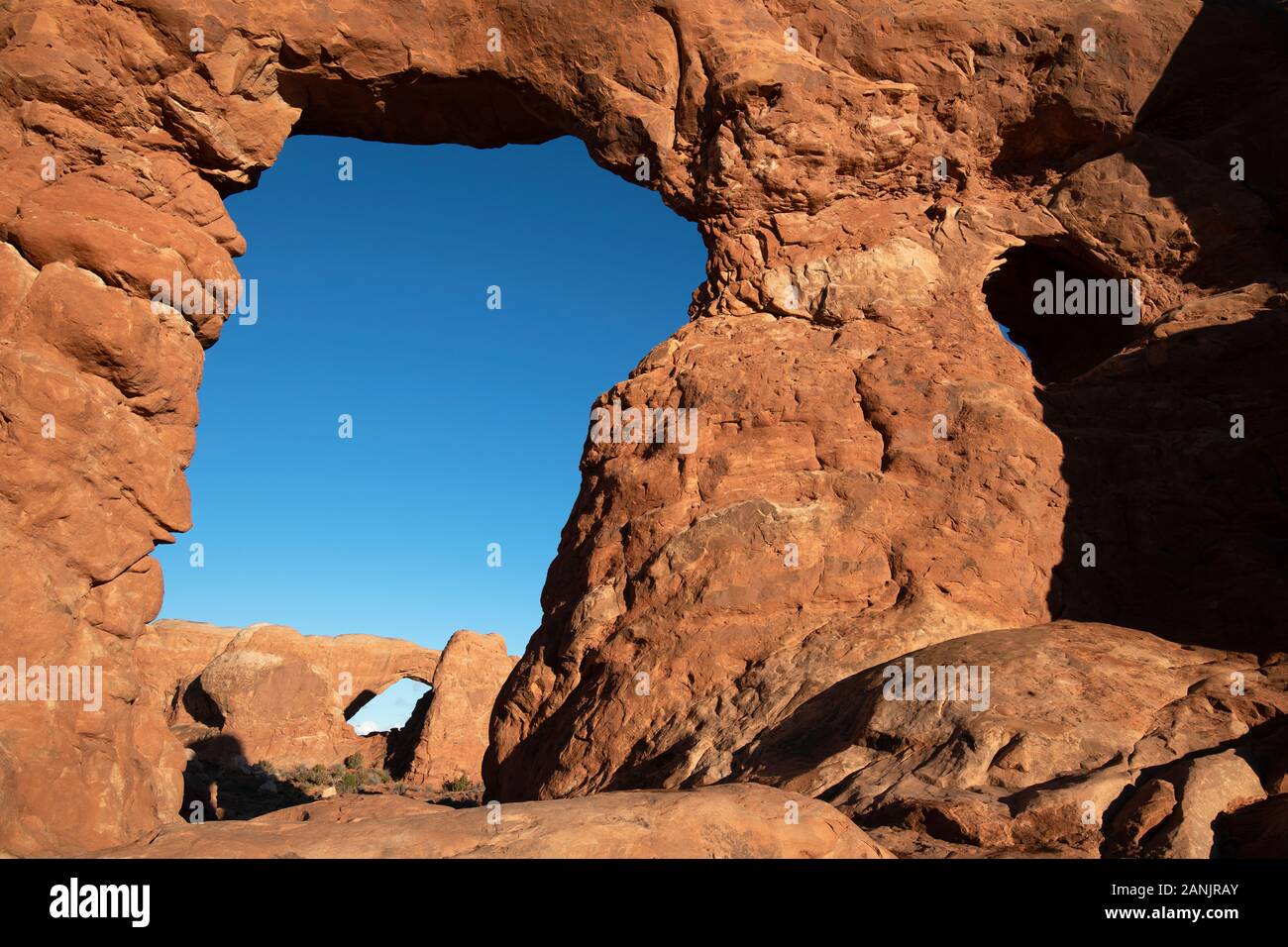 Turret Arch, South Window Arch, Arches National Park, Moab, Utah, USA ...