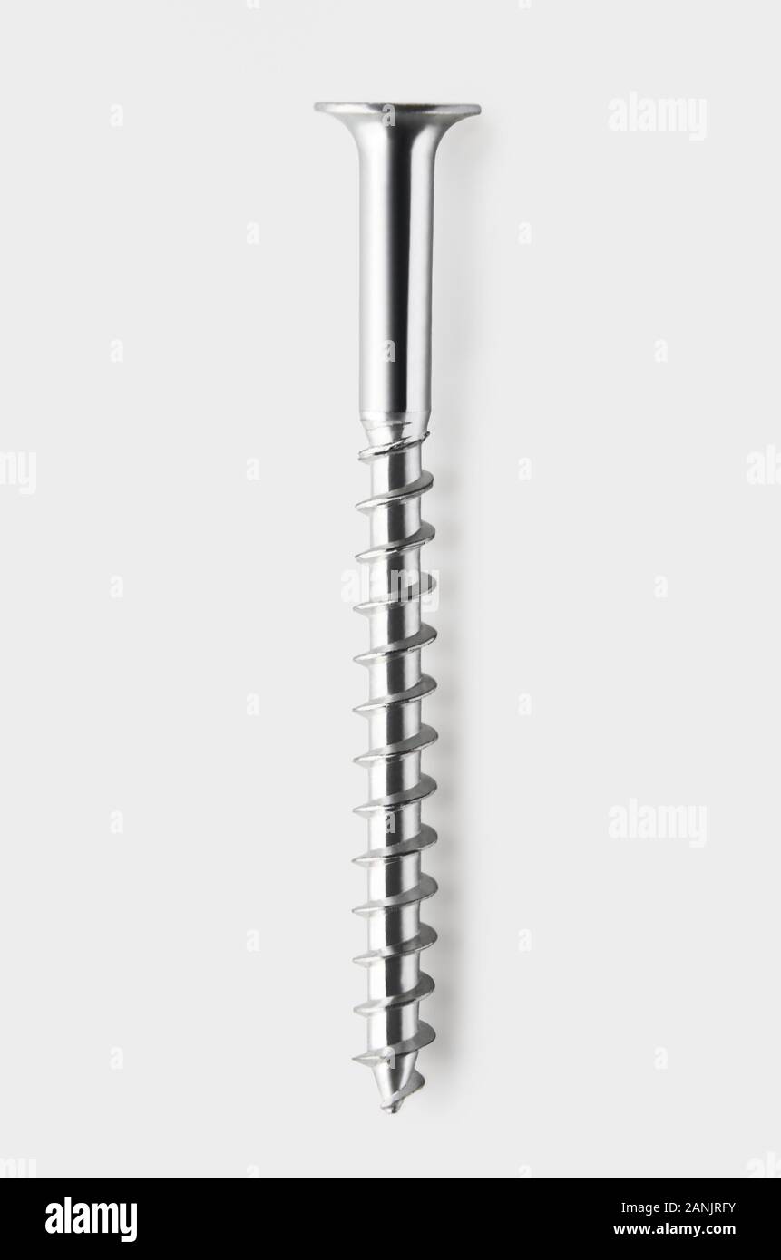Overhead view of a single screw isolated on white background Stock ...