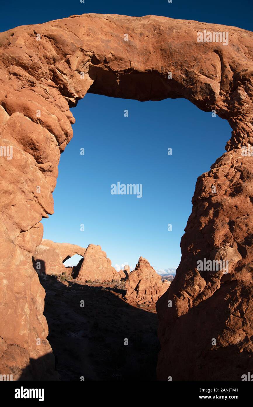 Turret Arch, South Window Arch, Arches National Park, Moab, Utah, USA ...