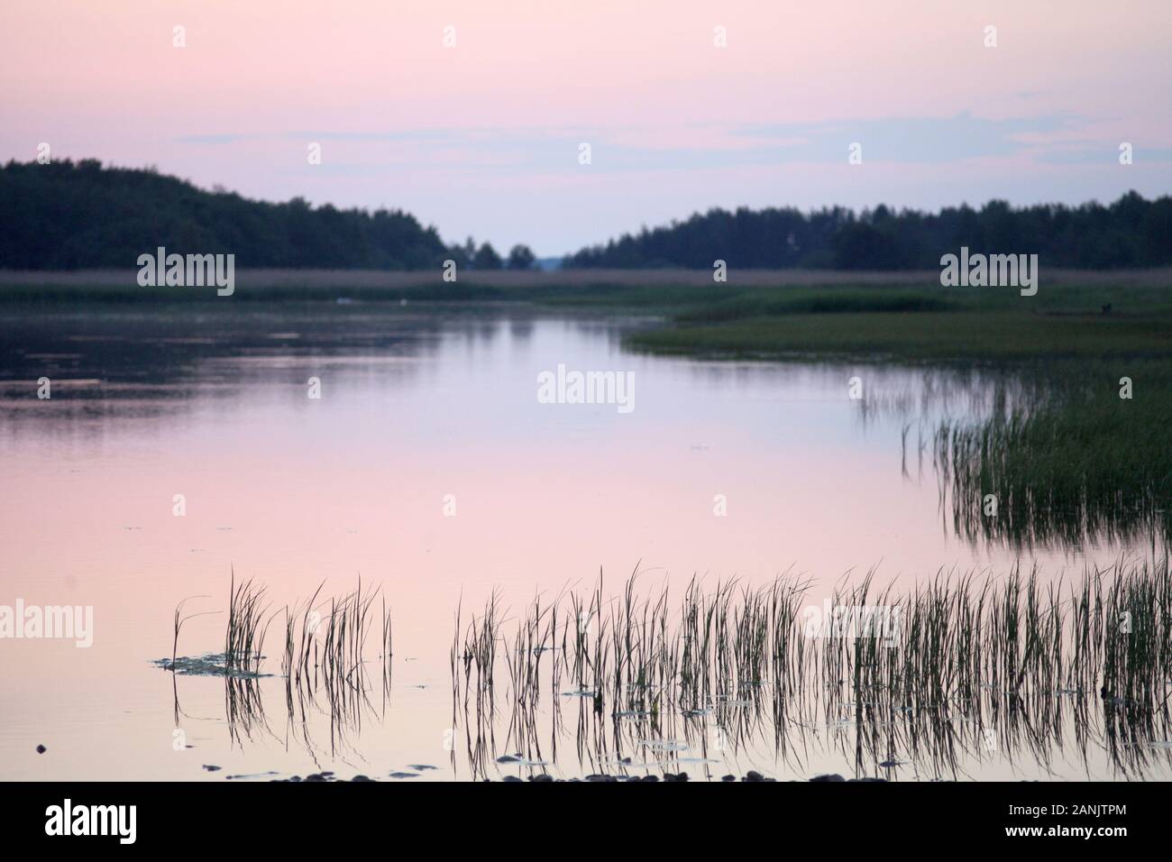 pink Sunset sea shore landscape. City sea shore sunset panorama. Sunset ...