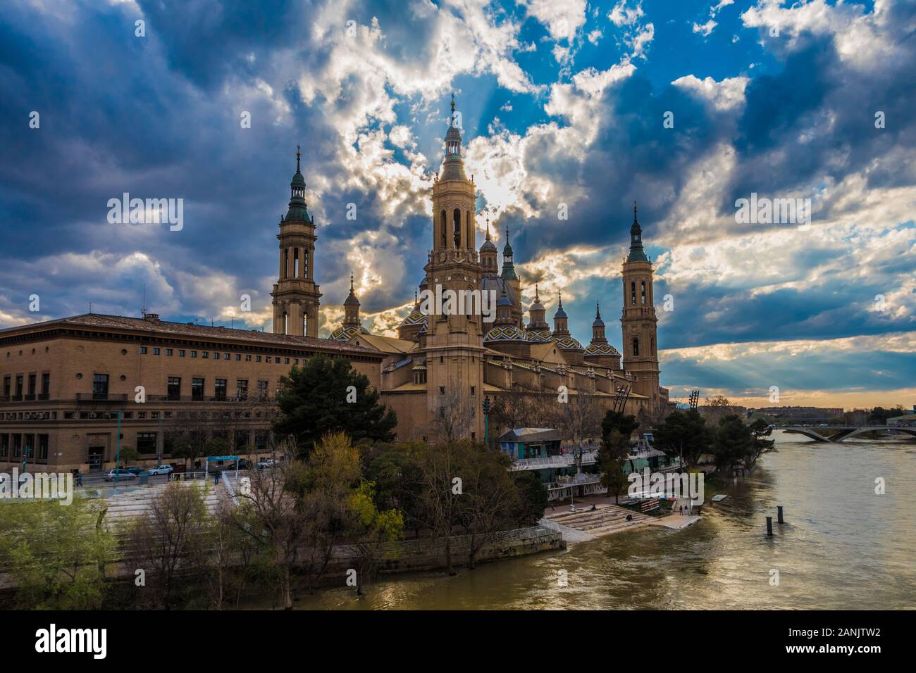 View of beautiful buildings in Zaragoza Stock Photo - Alamy
