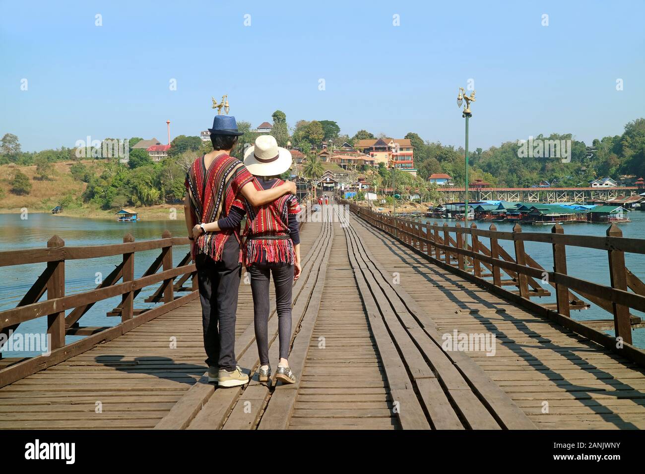 Happy Couple Walking on the 447 Metre-long Wooden Mon Bridge, the ...