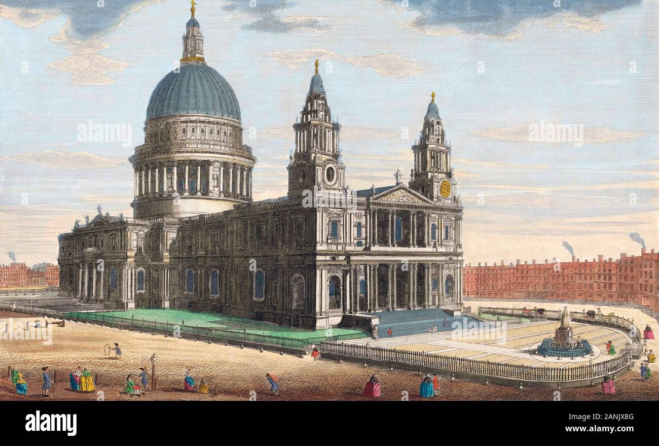 A north west view of St. Pauls Cathedral, London. After an 18th century ...