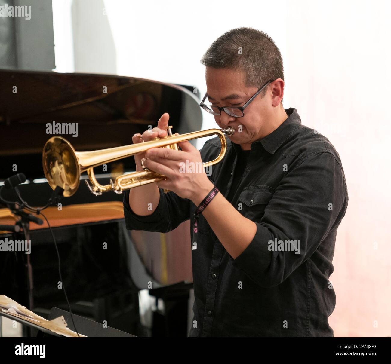 New York, NY - January 10, 2020: Cuong Vu performs with Ted Poor Trio ...